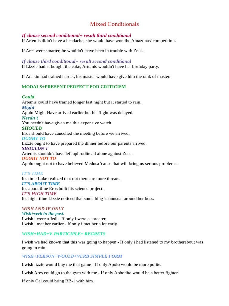 MIXED CONDITIONALS SENTENCES | PDF