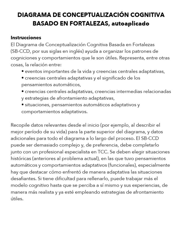 Diagrama Cognitivo Basado en Fortalezas | PDF | Las emociones | Pensamiento
