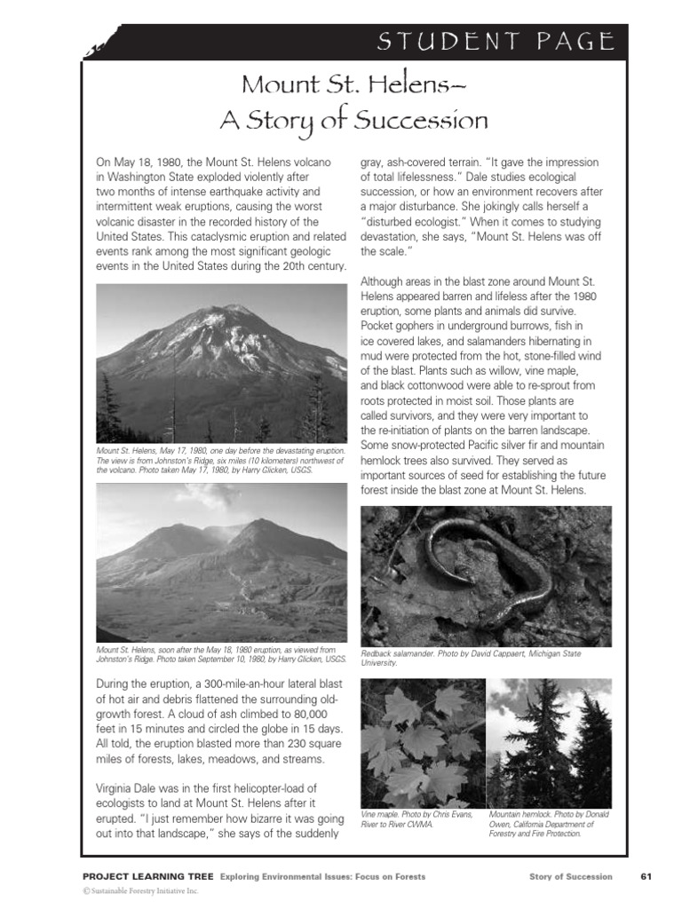 Mount St. Helens Ecological Recovery | PDF | Volcano | Types Of ...