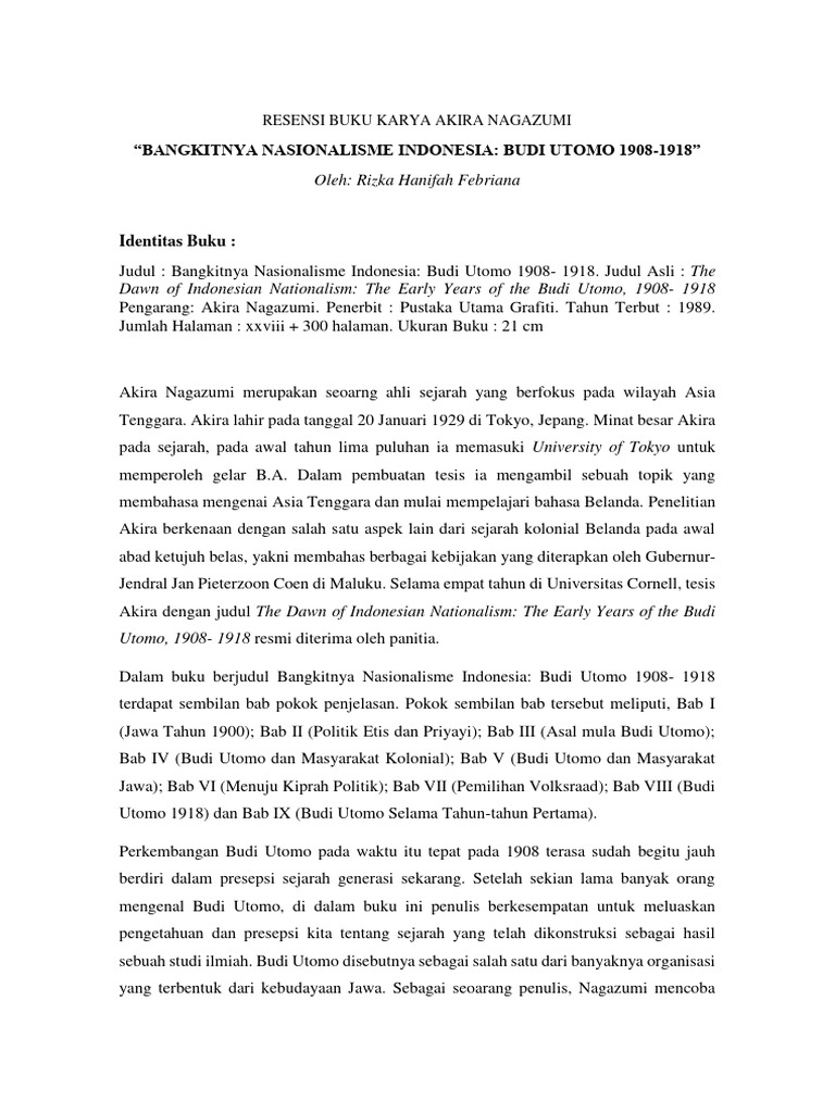 Bangkitnya Nasionalisme Indonesia Budi | PDF