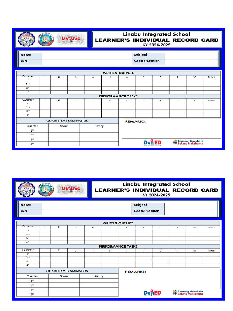 Class Card Back To Back | PDF