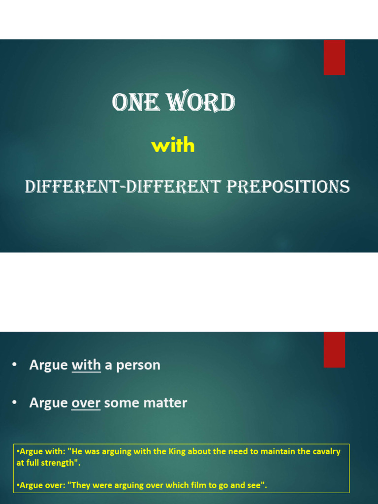 One Word With Different Different Preposition & Word | PDF