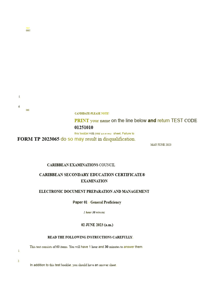 EDPM Paper 1 Past Exam Instructions | PDF | Usb Flash Drive | Computer ...