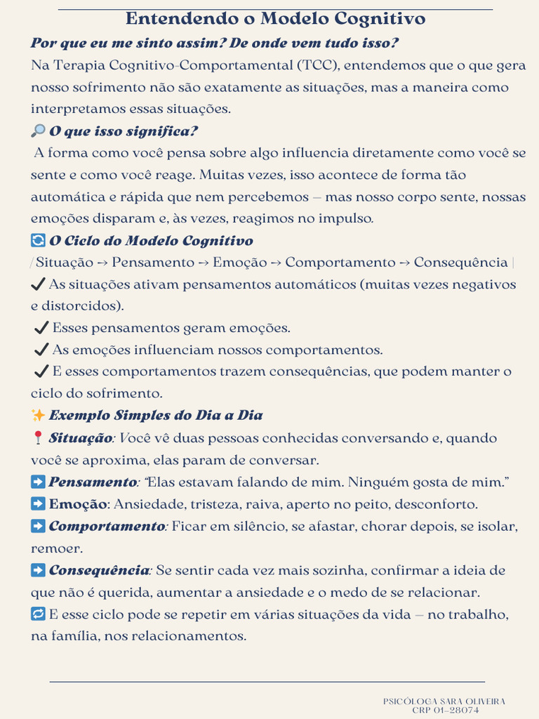 Entendendo o Modelo Cognitivo na TCC | PDF