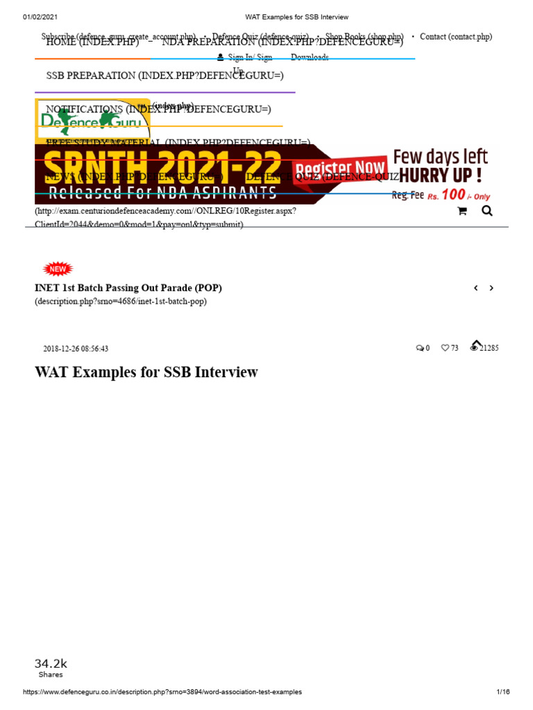 WAT Examples For SSB Interview | PDF