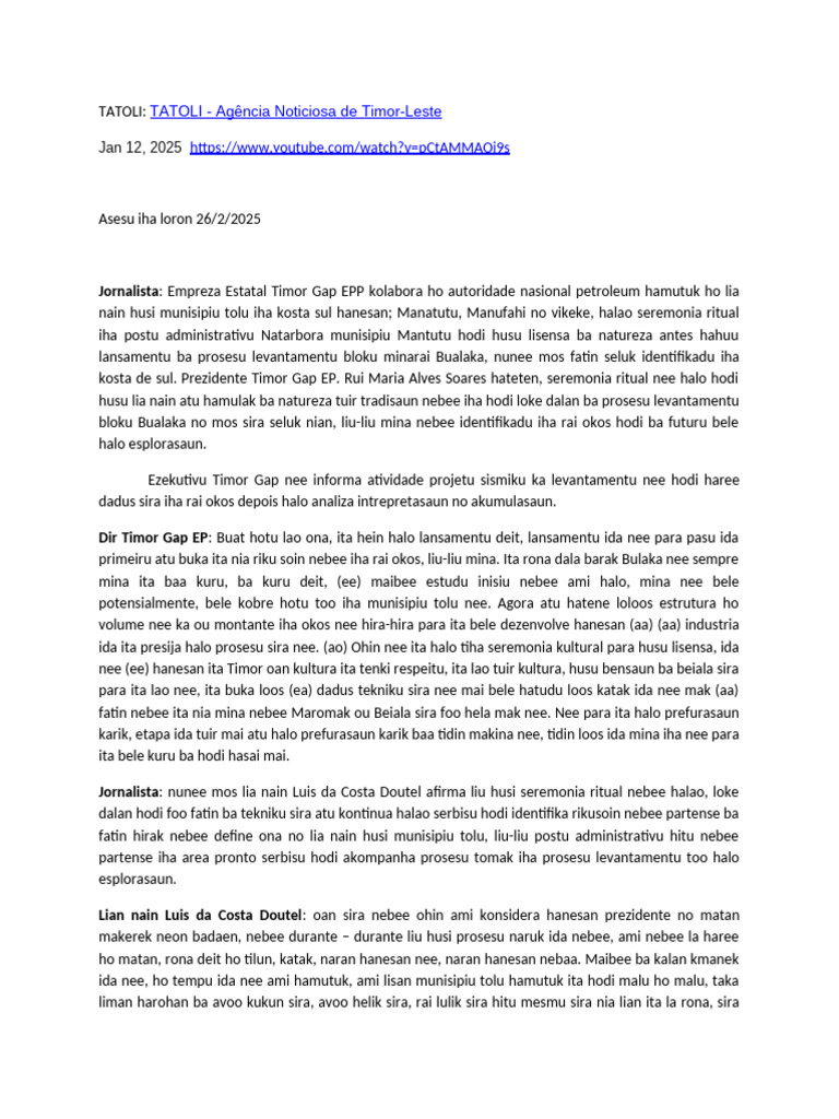 Lia Nain HoTimor Gap | PDF