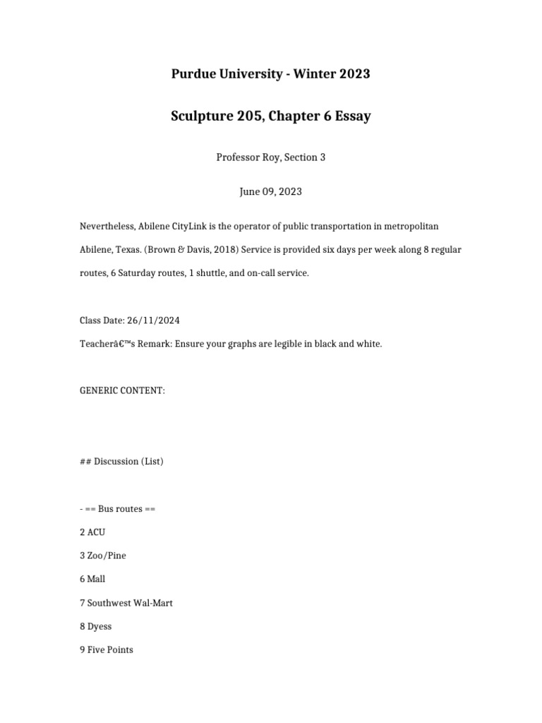 Sculpture 205 Chapter 6 Essay | PDF