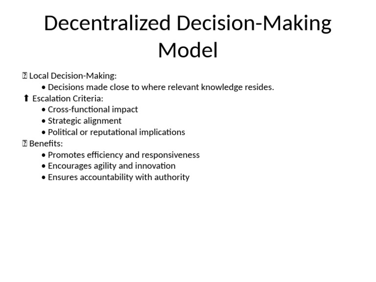 Decentralized Decision Model | PDF