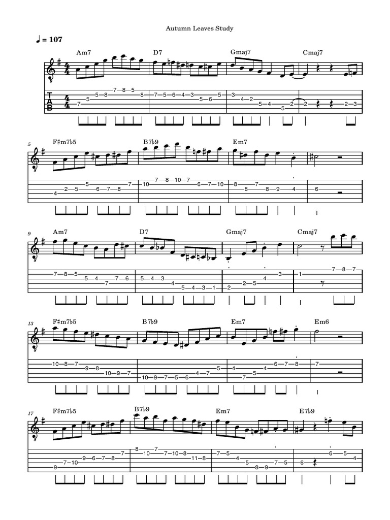 Autumn Leaves Chord Progression | PDF
