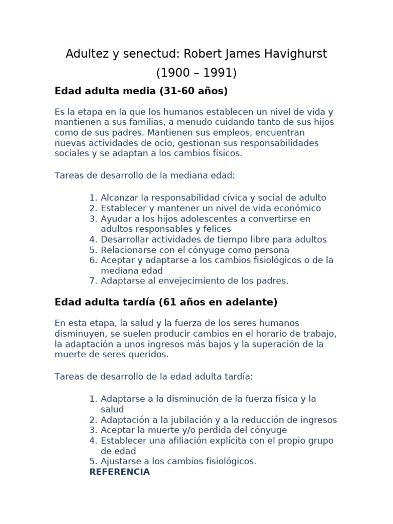 Adultez y Senectud Robert James Havighurst | PDF