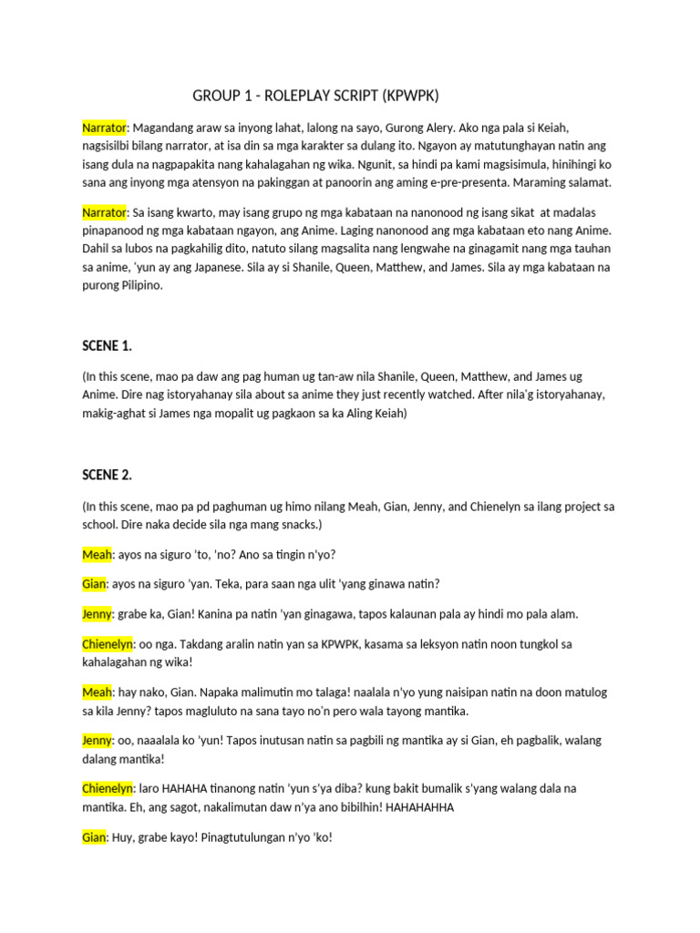 Group1 Roleplayscript | PDF