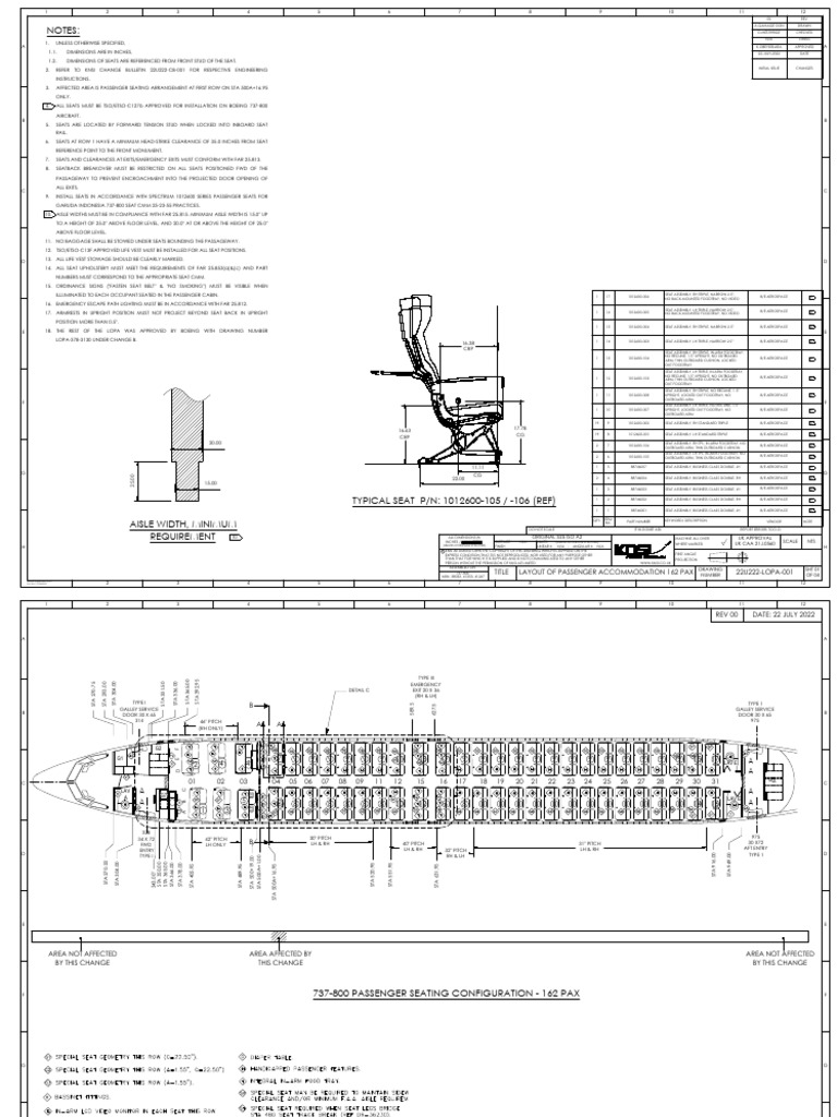 Boeing 737-800 LOPA: 162 Pax Layout | PDF | Aircraft | Aviation