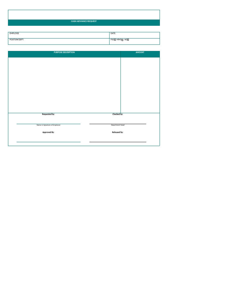 Cash Advance Request Form | PDF