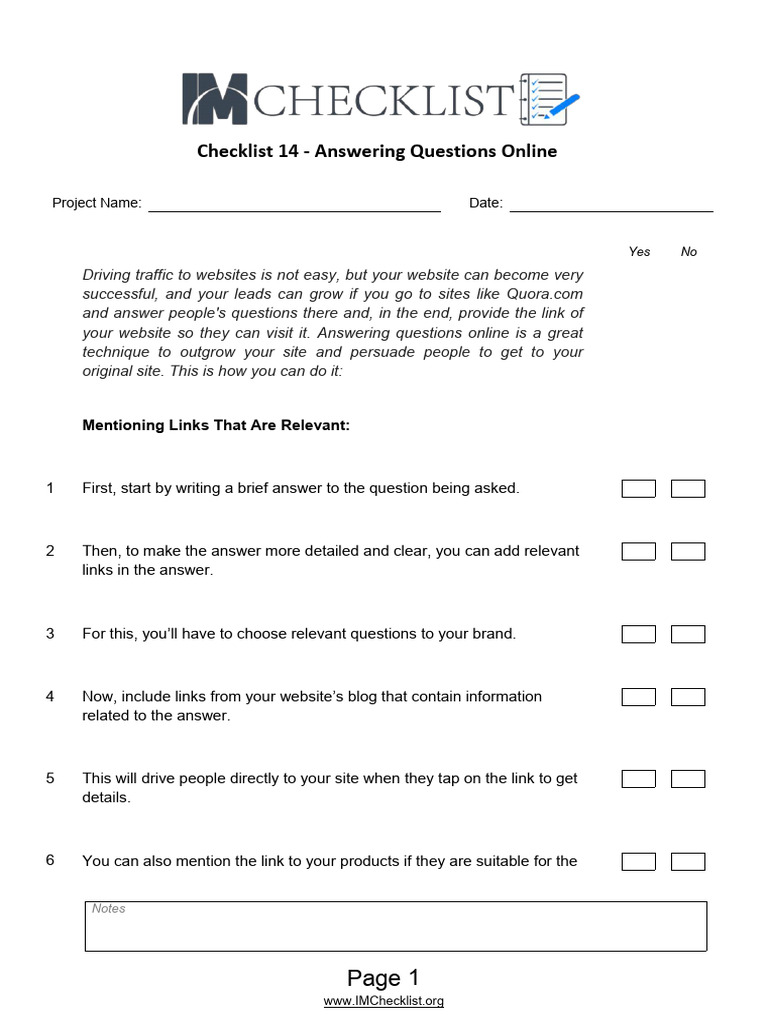 Checklist 14 Answering Questions Online | PDF | World Wide Web ...