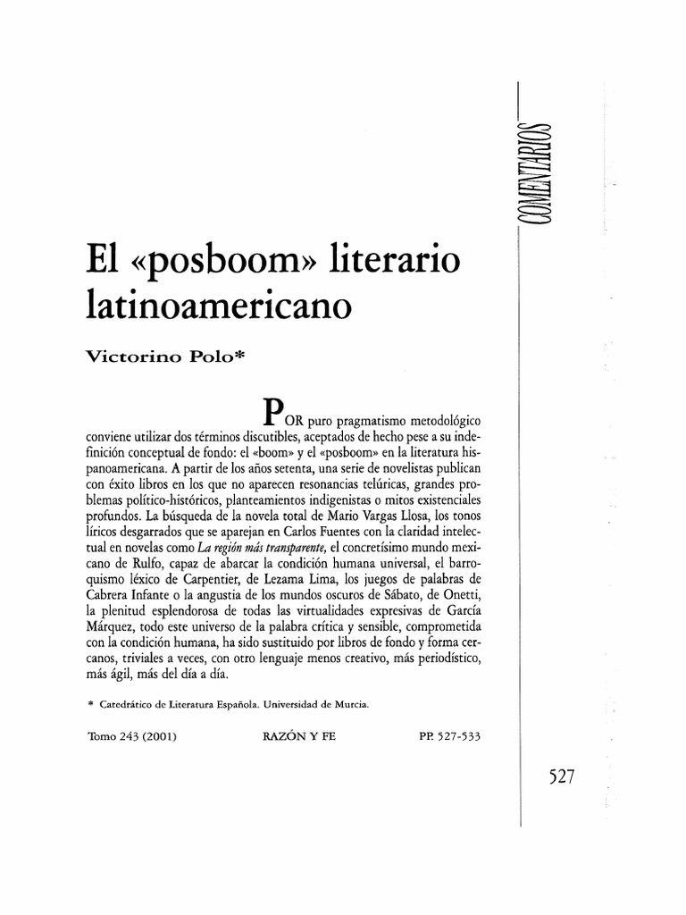 El posboom en la literatura latinoamericana | PDF | Novelas | Humor