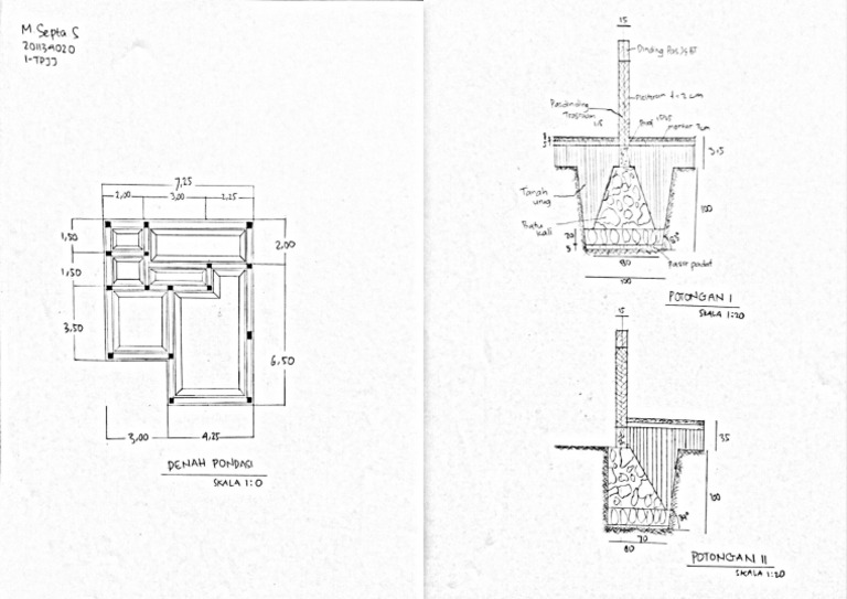 Muhammad Septa Sofyan-201134020-Denah Pondasi | PDF