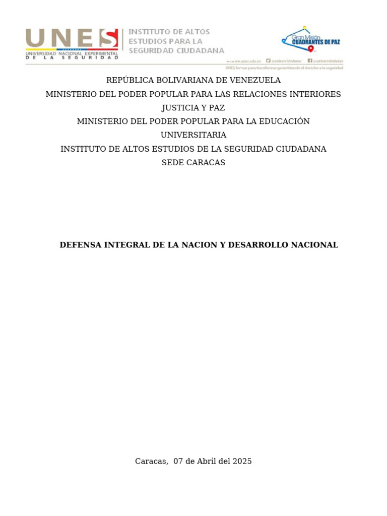 Defensa Integral y Desarrollo Nacional | PDF | Seguridad nacional ...