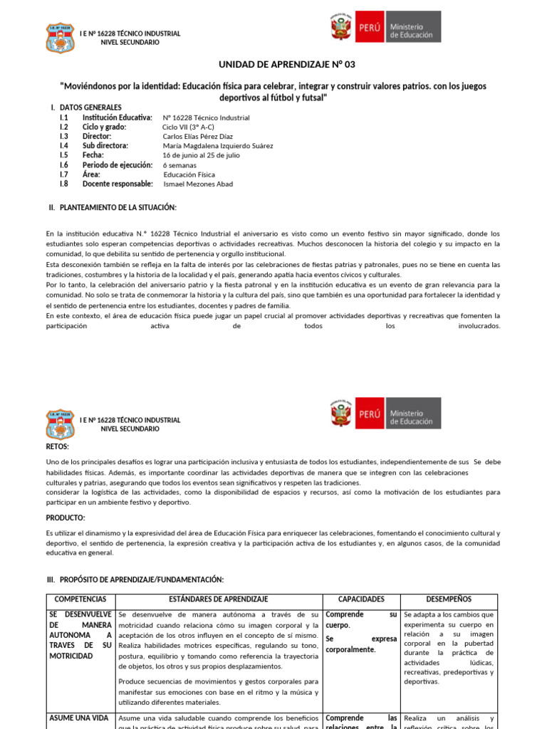 Esquema de Unidad de Aprendizaje 3° | PDF | Aprendizaje | Evaluación