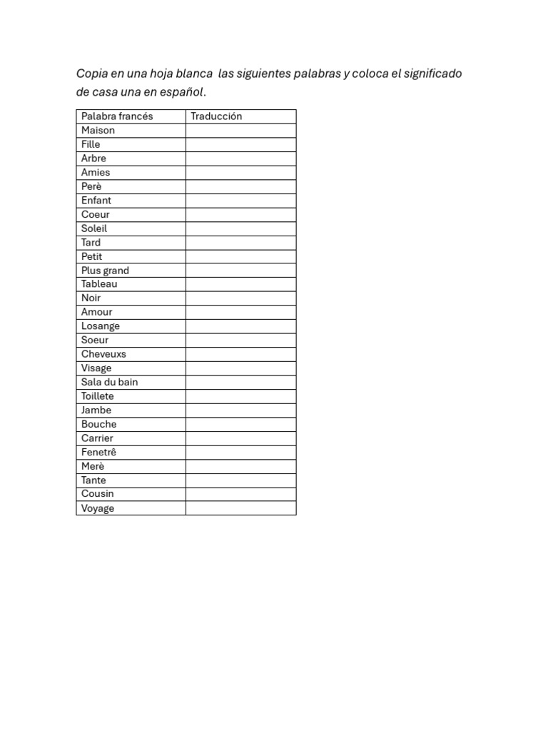 Ejercicio Frances Secundaria | PDF