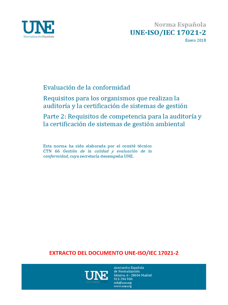 (Ex) Une Iso (Iec - 17021 2 2018 | PDF | Auditoría