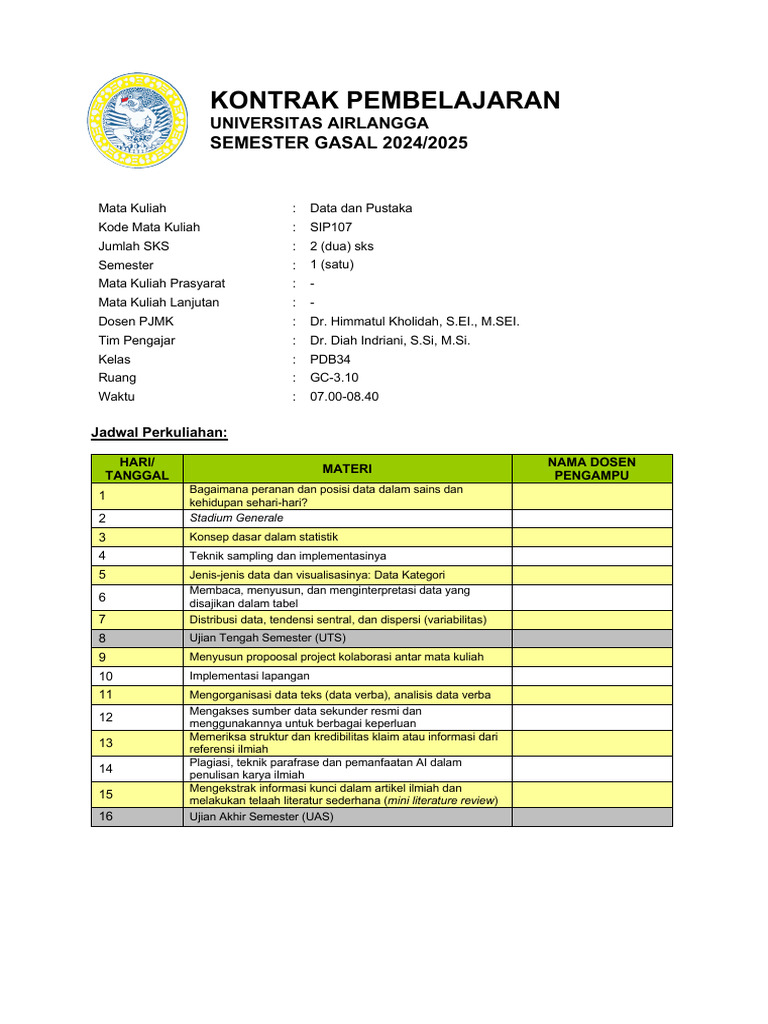 S1-05 MK Data Dan Pustaka - Kontrak 2024 | PDF