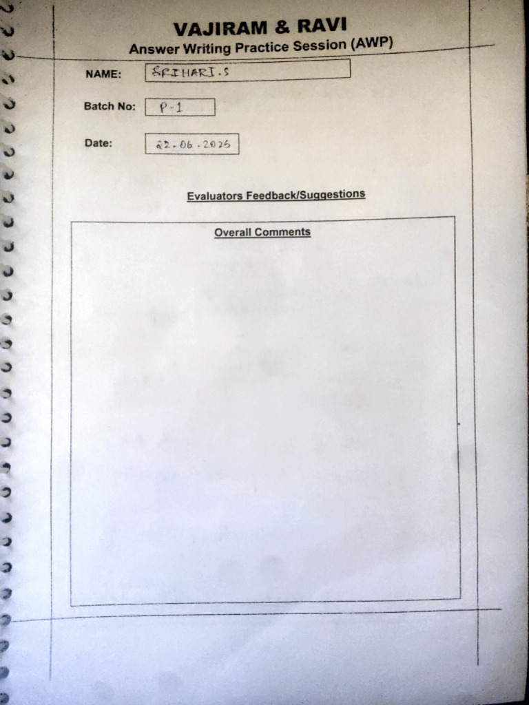 Vajiram & Ravi: Answer Writing Practice Session (AWP) | PDF