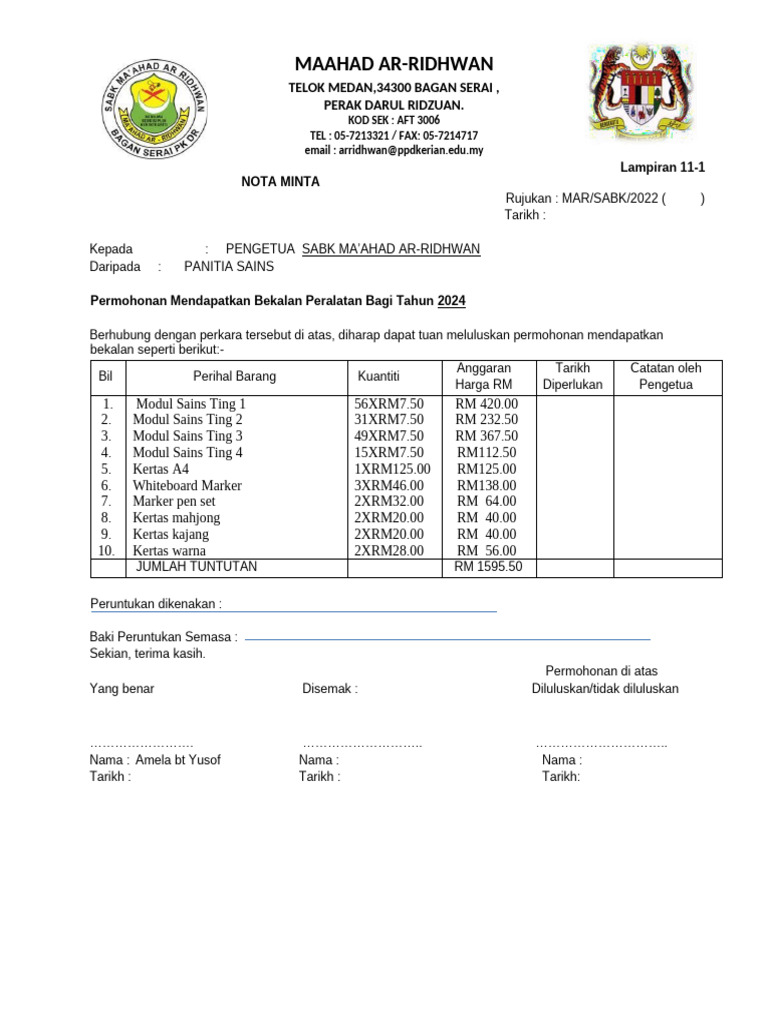 Nota Minta 1 | PDF