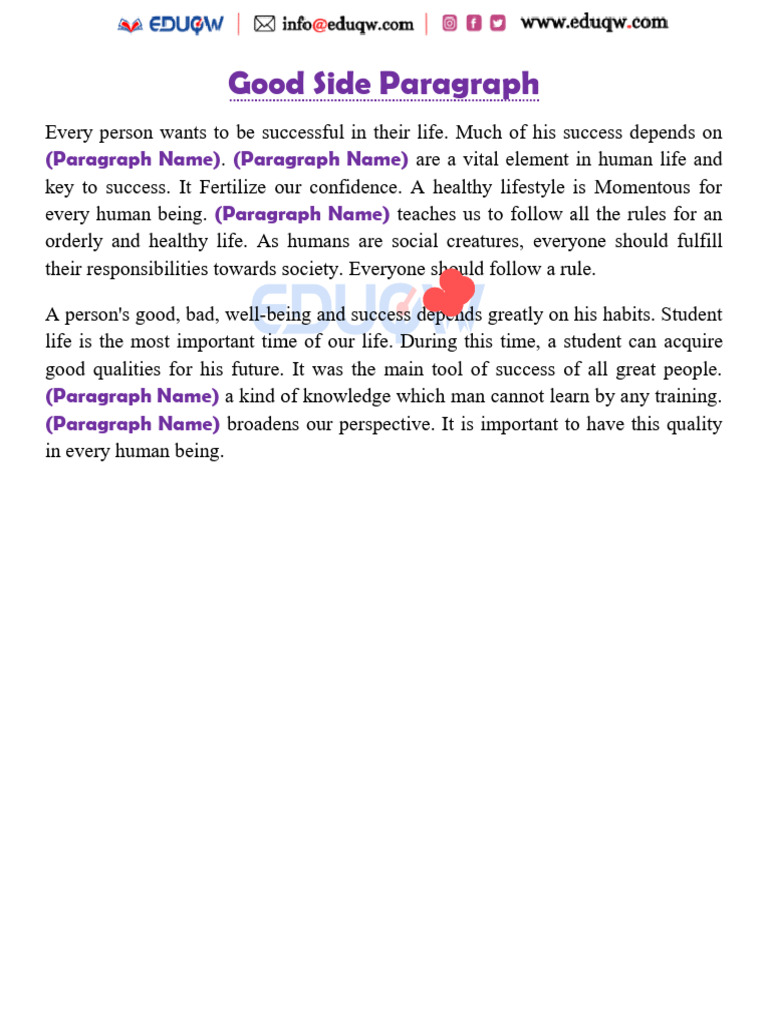Good Side Paragraph Suggestion | PDF