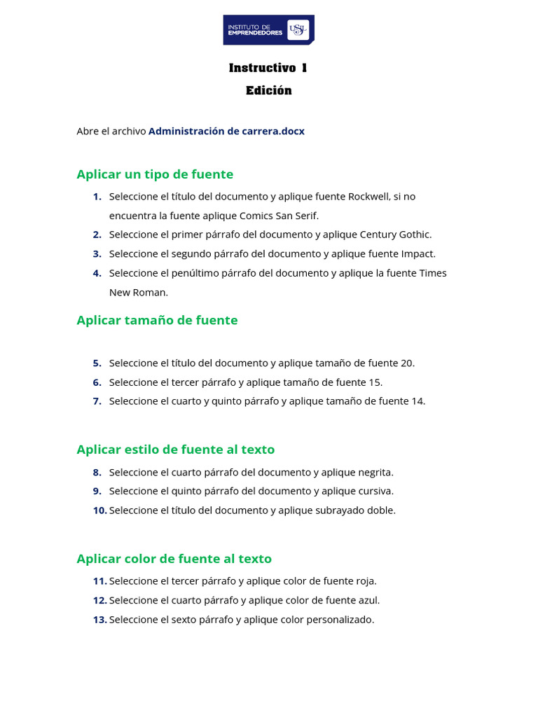 Semana 5 Instructivo 01 - Edición en Word | PDF | Tipografía | Texto