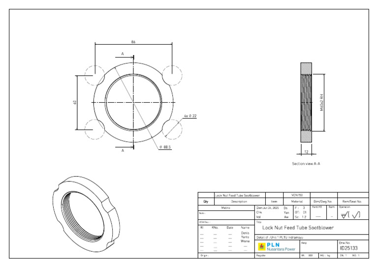 ID25133 - Lock Nut Feed Tube Sootblower | PDF