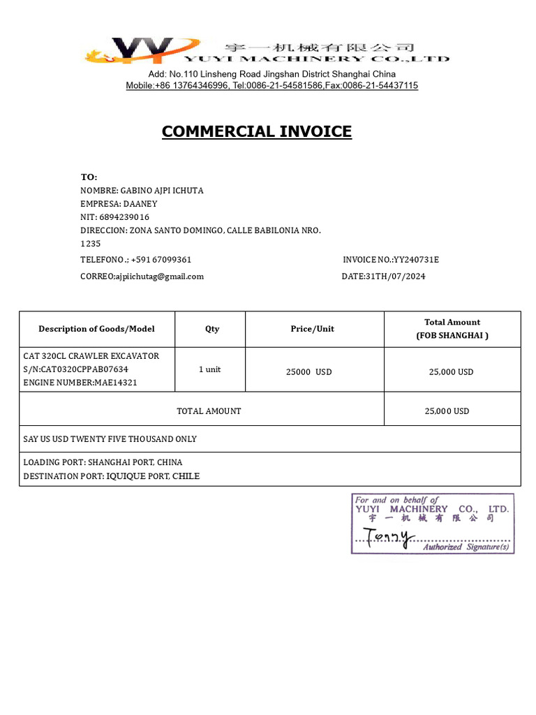 Commercial Invoice 1235459328768186497630 | PDF