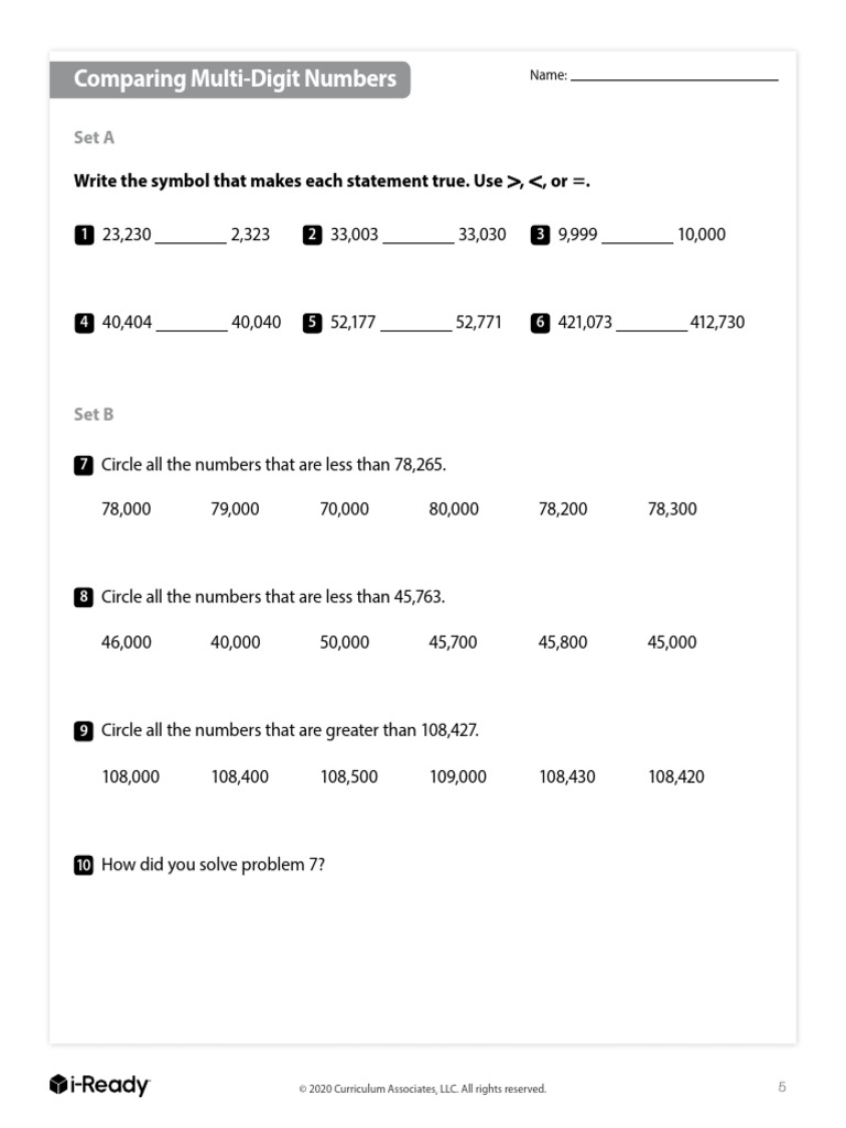Iready at Home Activity Packets Student Math Grade 4 2020 Trang | PDF ...