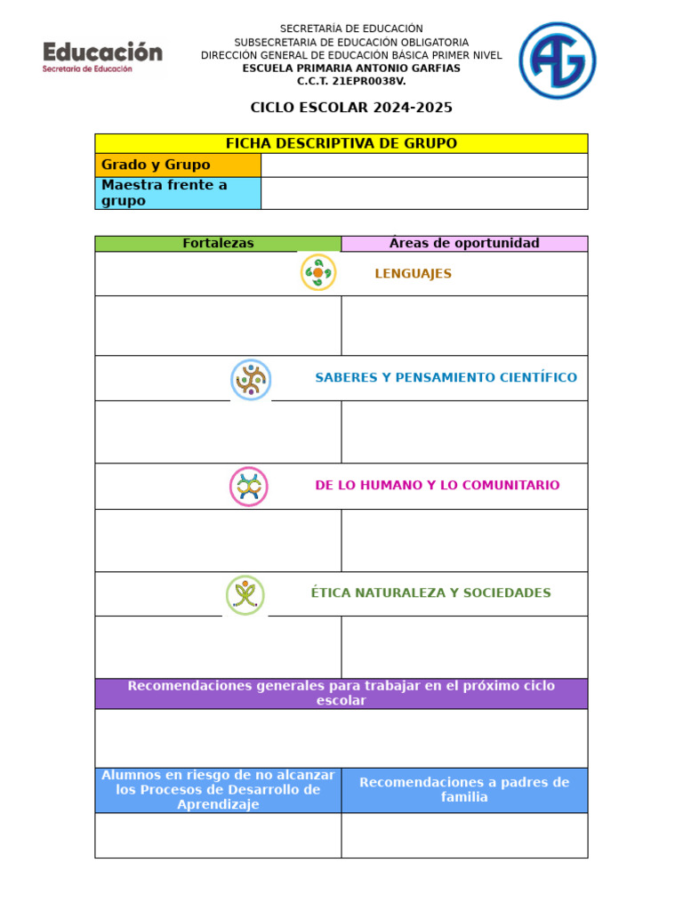 Formato Ficha Descriptiva Grupal | PDF