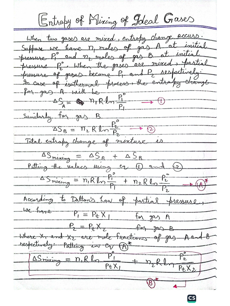Entropy of Mixing Ideal Gases | PDF