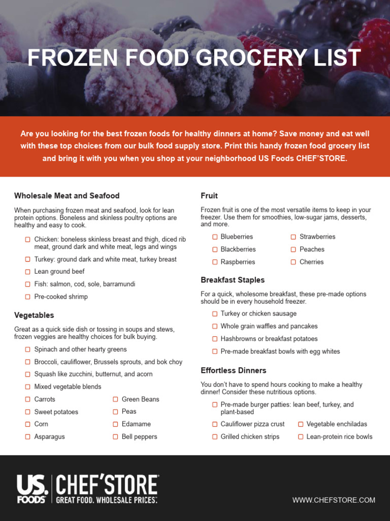 Bulk Frozen Foods Grocery Shopping List | PDF | Turkey Meat | Foods