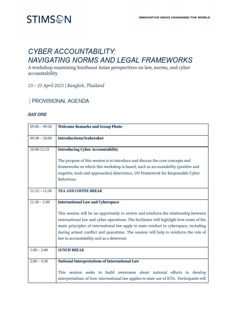 PROVISIONAL - Cyber Accountability SEA Workshop Agenda | PDF ...