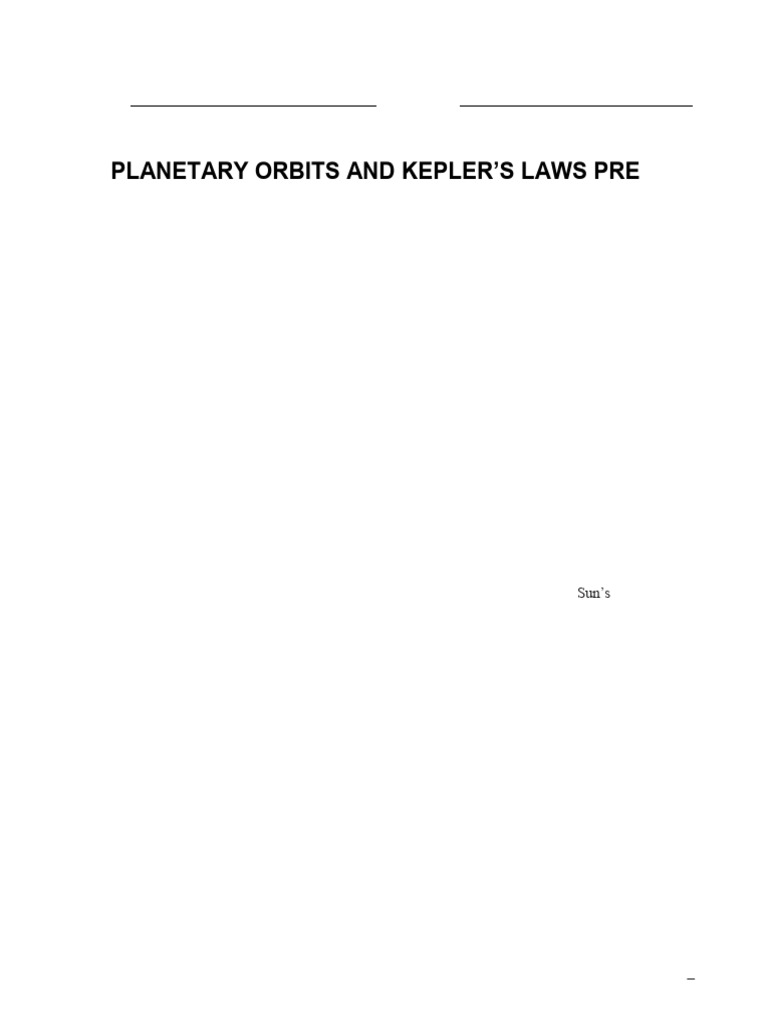 06 Planetary Orbits and Keplers Laws LAB | PDF | Apsis | Orbit