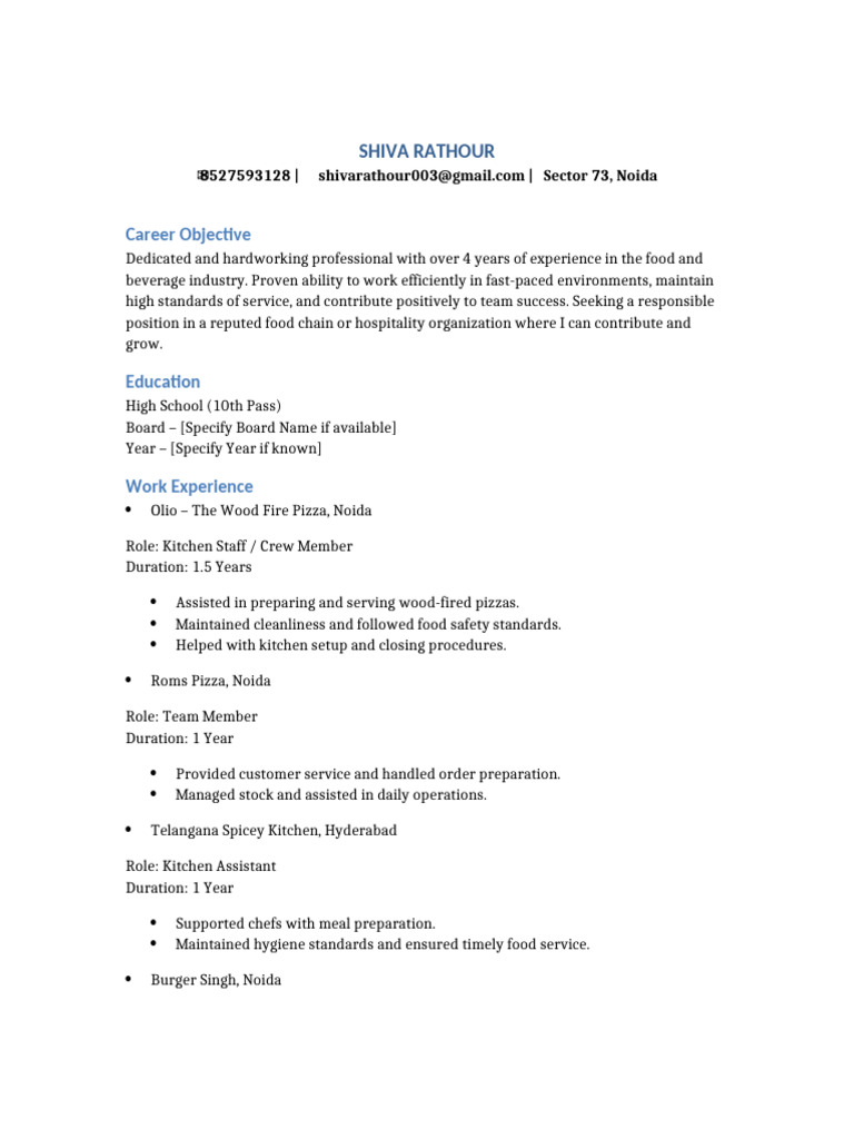 Shiva Rathour Resume | PDF