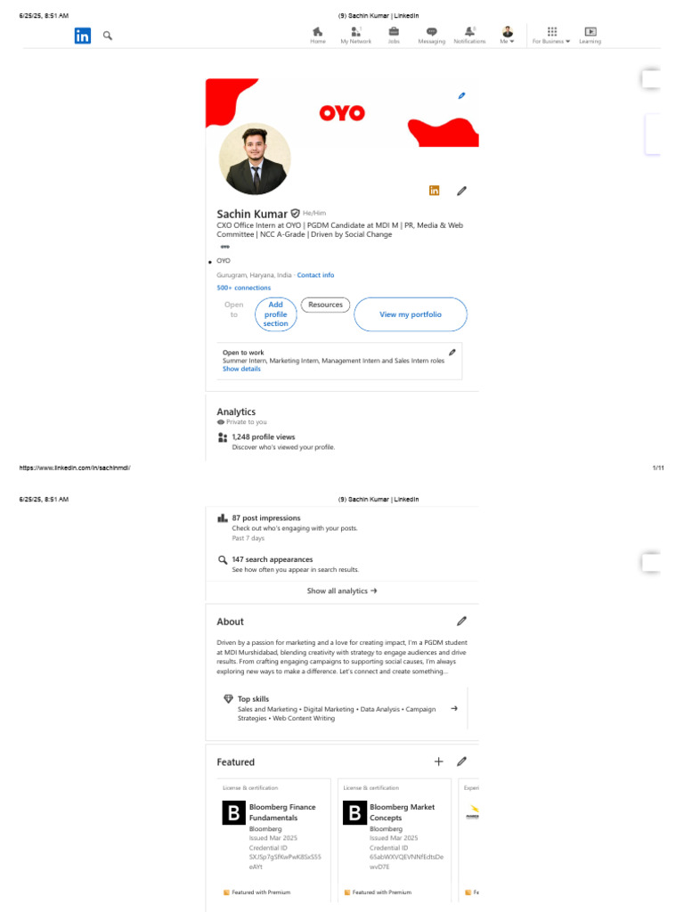 Sachin Kumar - LinkedIn | PDF | Linked In | Business