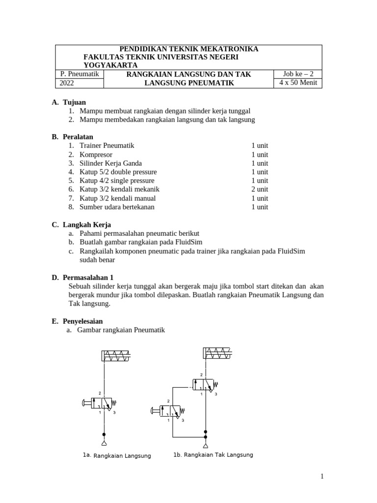 Jobsheet Pneumatik Dan Elektropneumatik - Removed | PDF