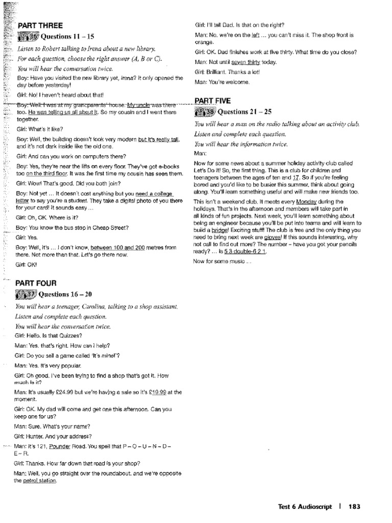 Key KET Test 1 | PDF