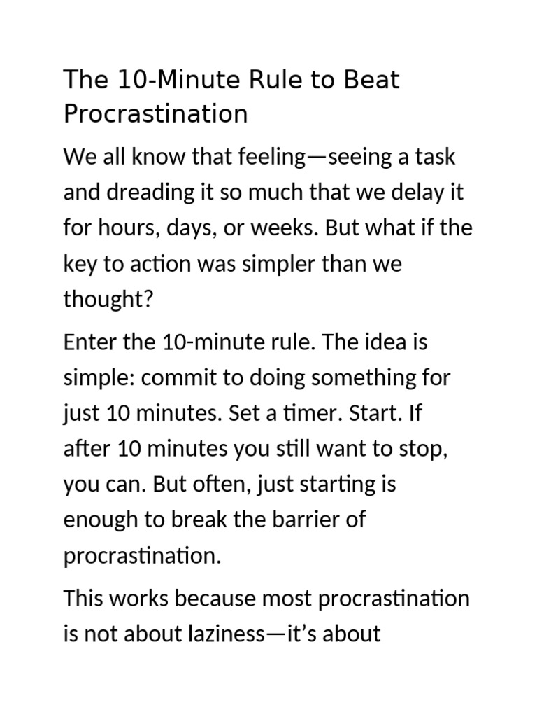 The 10-Minute Rule To Beat Procrastination | PDF