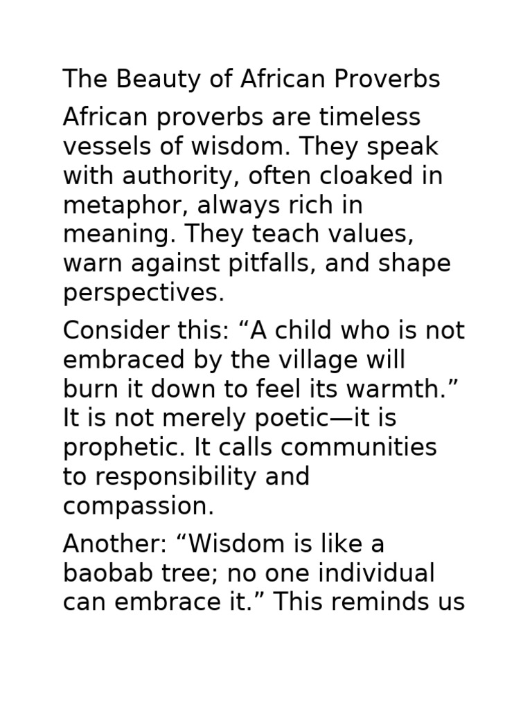 The Wisdom of African Proverbs | PDF