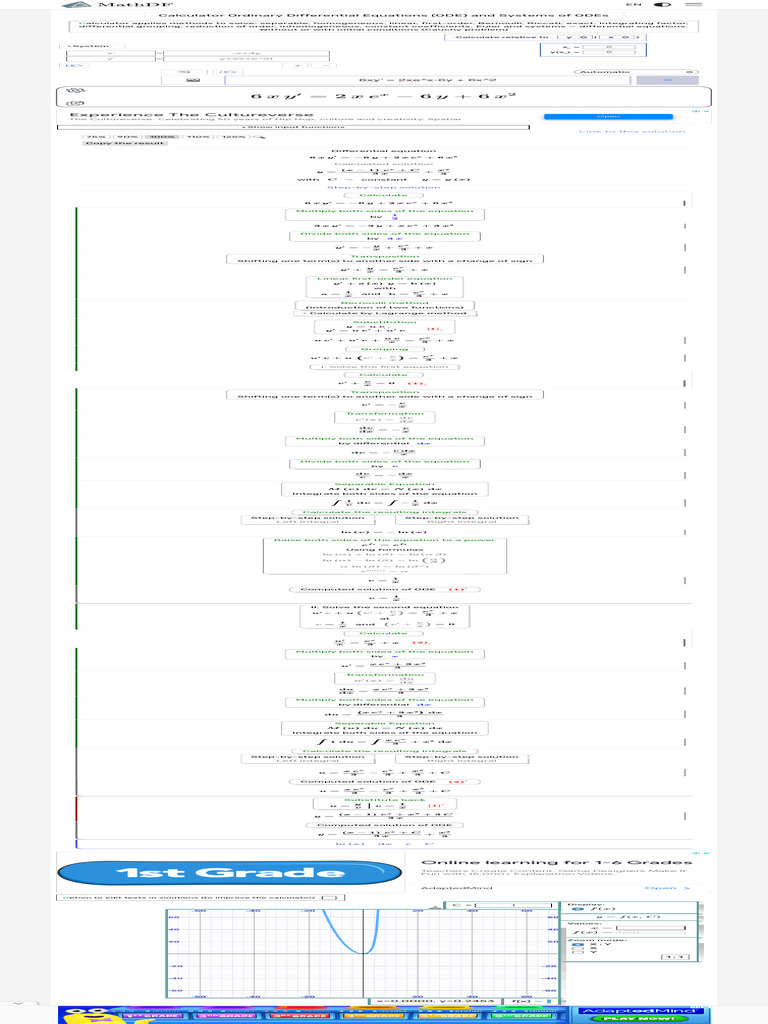 Differential Equations (ODE) and System of ODEs Calculator | PDF | Ordinary Differential ...
