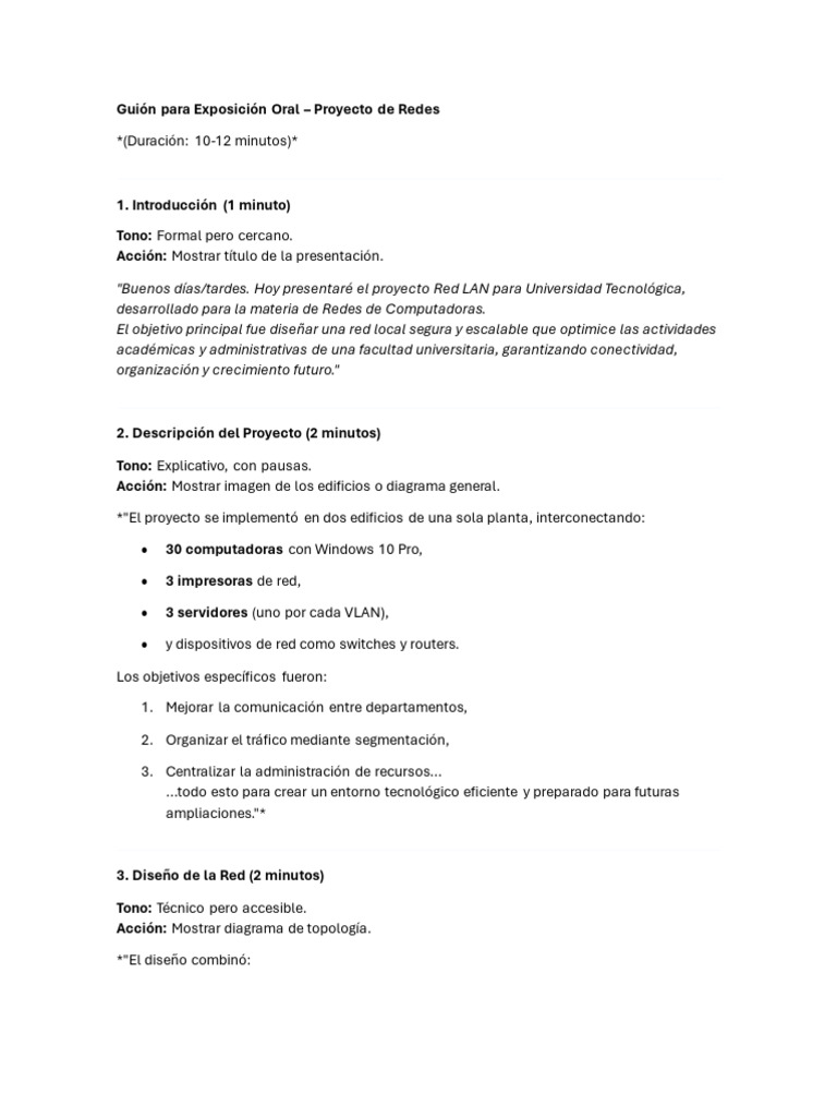 Guión para Exposición Oral | PDF | Ingeniería Informática | Protocolos de comunicaciones