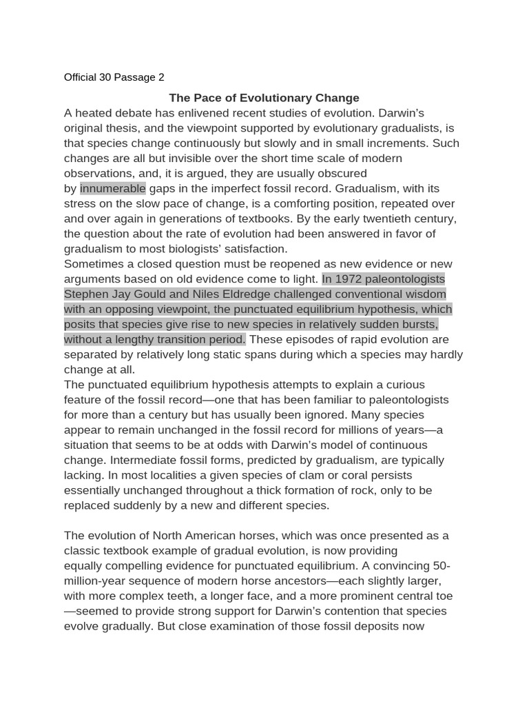 Official 30 Passage 2 | PDF | Evolution | Biological Evolution
