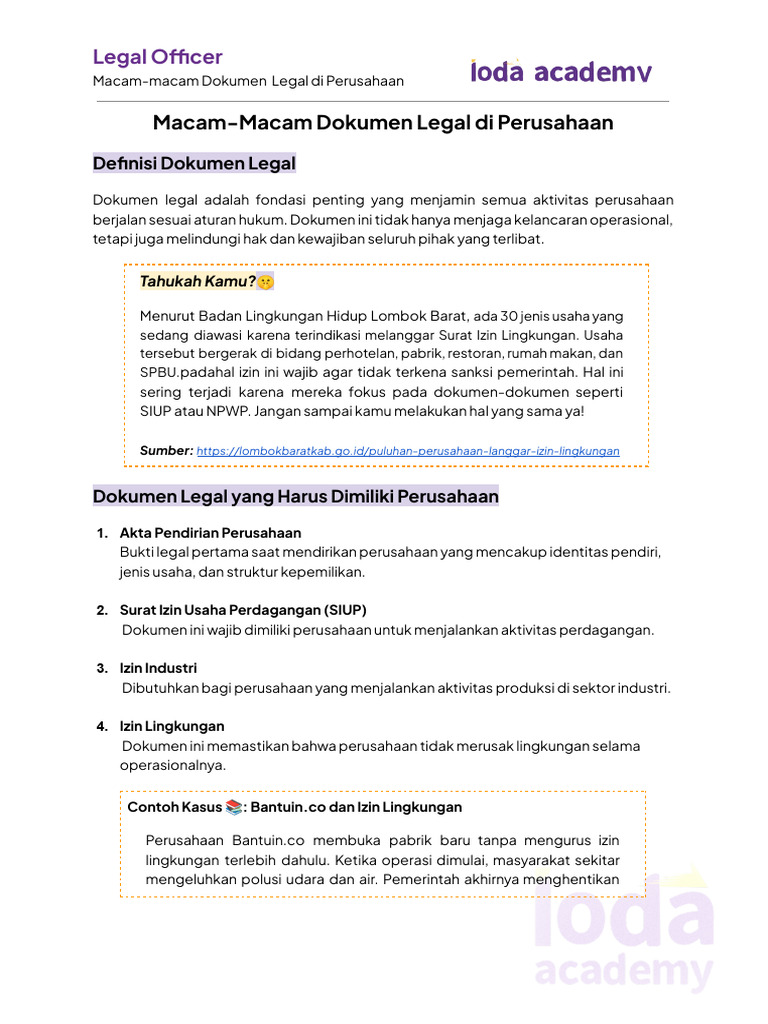 Macam-Macam Dokumen Legal | PDF
