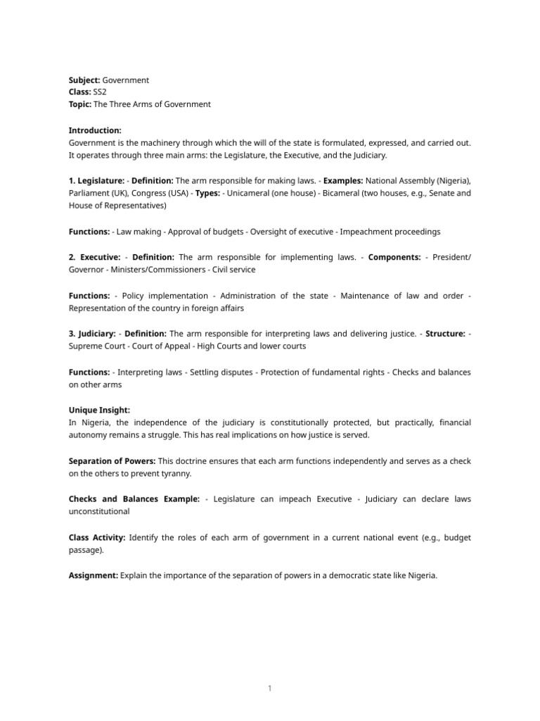 Ss2 Government Arms of Government | PDF