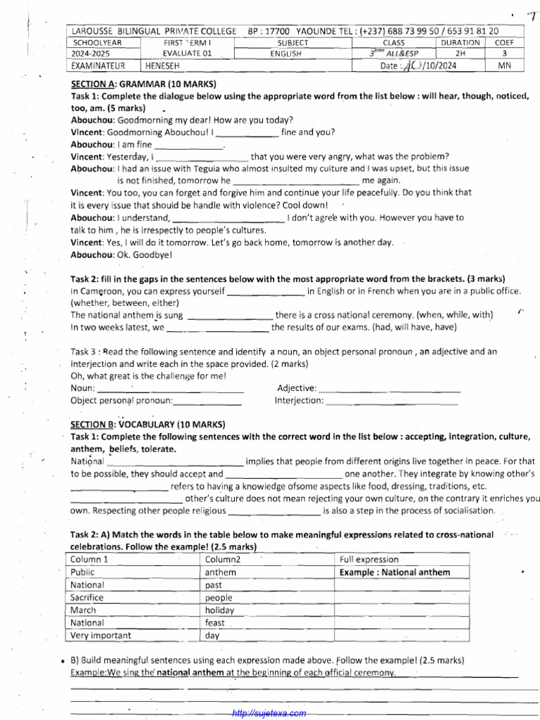 3e Anglais Seq1 2024 Larousse | PDF | Knowledge | Adjective
