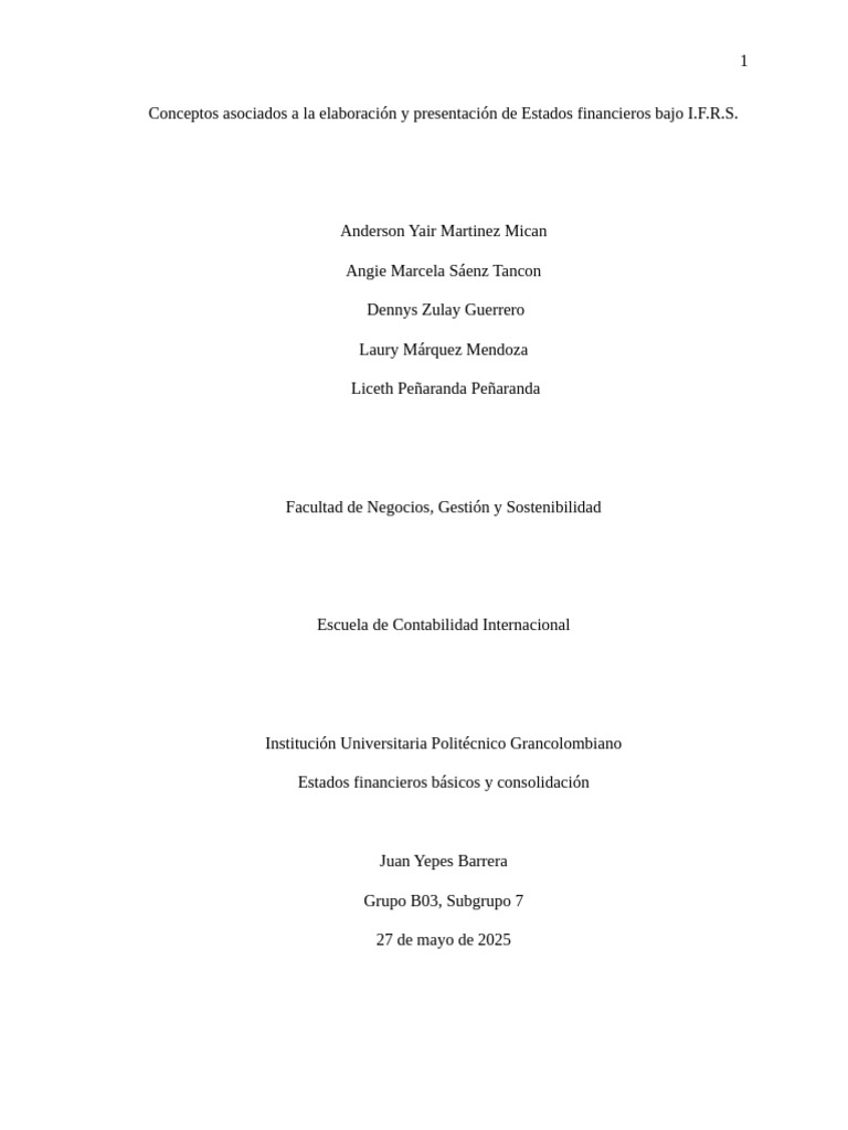 ENTREGA 1 - EEFF BASICOS Y CONSOLIDADOS - GRUPO 7 Final | PDF | normas internacionales de ...